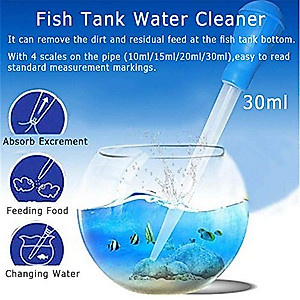 ACEONE Manual Fish Tank Water Changer Aquarium Dropper, 2Pcs 30ml Aquarium Clean Pipette Dropper, Fish Tank Cleaning Waste Remover, Aquarium Gravel Cleaning Straw