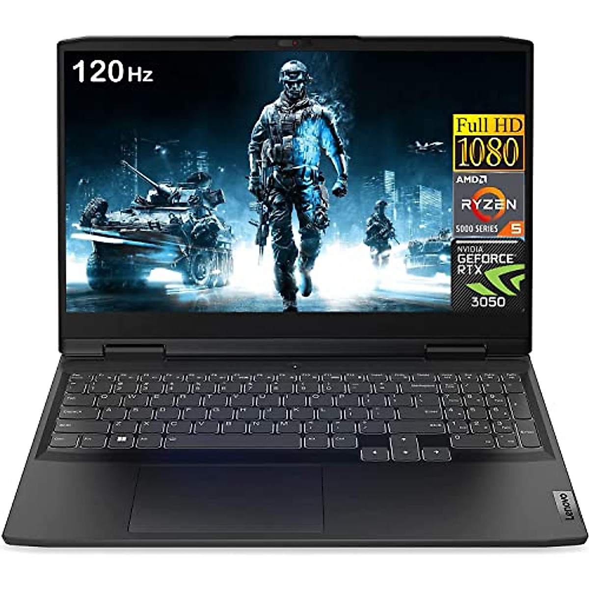 Lenovo IdeaPad 3 Gaming Laptop, NVIDIA GeForce RTX 3050, AMD Ryzen 5 6600H(Beat i7-11700) , 16GB DDR5 RAM, 512GB SSD, 15.6 Inch FHD Display, Wi-Fi, Windows 11 Home, Bundle with JAWFOAL