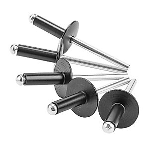100pcs black Large Flange Blind Rivets, Aluminum, Flange Diameter 5/8" (16mm), Pop Rivets Assortment Kit Blind Rivet, 3/16" x 5/8", Grip Range (12-16mm)