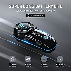 Fodsports FX8 AIR Motorcycle Bluetooth Headset, 1000M Motorcycle Communication Systems with 3 Sound Effects, Hands-Free Helmet Intercom with CVC Noise Cancellation, IP65 Waterproof, FM Radio, 1 Pack
