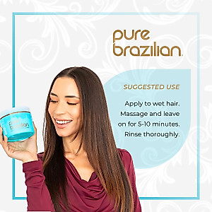Pure Brazilian Deep Conditioning Masque with Brazilian Keratin, Acai & Arginine, Deep Conditioner Hair Treatment, 8 Fl Oz