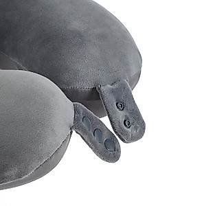 Makimoo Travel Neck Pillow, Top Memory Foam Pillow for Head Support, Ideal for Airplanes, Cars, and Home Recliners, Adjustable and Soft (Grey)