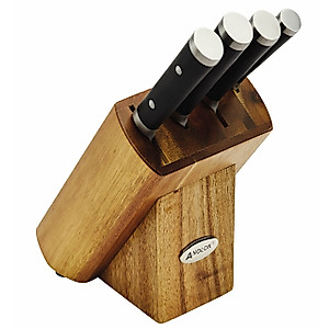 Anolon ImperionDamascus Steel Cutlery Knife Block Set, 5-Piece, Black