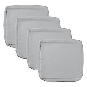 idee-home Patio Cushion Covers Replacement, Outdoor Cushion Slipcovers, Waterproof Chair Seat Cover for Sofa Couch Furniture Outside Zipper Design, 4 Set 22 Inchx20 Inch Silver Grey