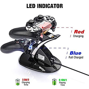 PS4 Controller Charger, PS4 Pro/Playstation 4 / PS4 / PS4 Slim Controller Charger Charging Docking Station Stand.Dual USB Fast Charging Station & LED Indicator for PS4 Controller-Black