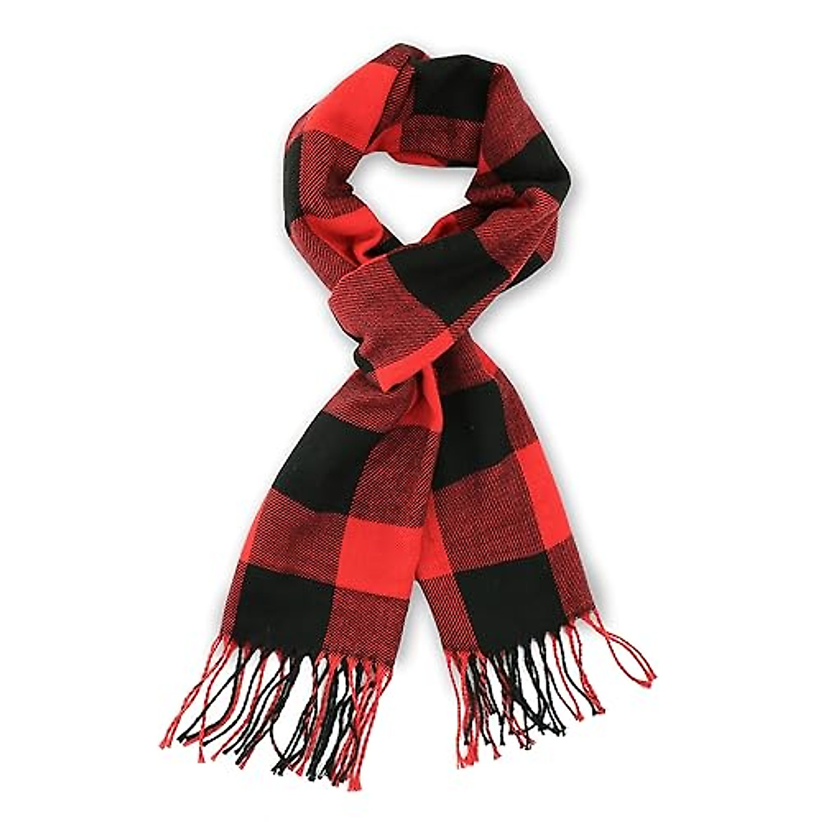 vimate Black Red Buffalo Checks Scarf, Super Soft Luxurious Cashmere Feel unisex for Men and Women Winter Scarf (US-Black Red Buffalo Checks)