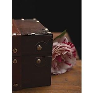 Gbrand 8.3" Wood and Leather Celtic Moon Chest Box, Crescent Wooden Box with Velvet Lining, Vintage Tarot Box (Box Only)