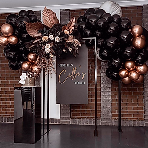 NISOCY Black and Rose Gold Balloons Garland Arch Kit, 120PCS Black Metallic Rose Gold Confetti Balloons for Engagements Wedding Valentine's Day Graduation Birthday Anniversary Party Decorations