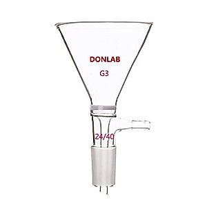DONLAB EEG3060 Glass 60mm Filter Funnel with Fritted Disc G3 Pore Size 16-30μm #24 Ground Joint Hose Connection