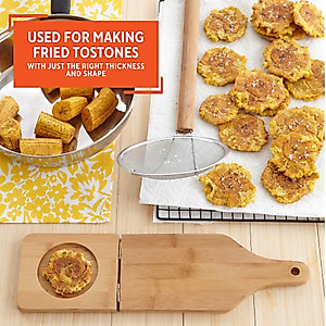 IMUSA USA Traditional Jumbo Bamboo Tostonera/Plantain Masher,Natural