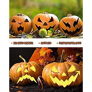 JUSTOTRY Simple & Safe Pumpkin Carving Kit for Kids, Halloween Stainless Steel Pumpkin Carving Tools, Non-knife Pumpkin Carving Stencils, Pumpkin Carving Sets for Adults, Pumpkin Carver, Durable