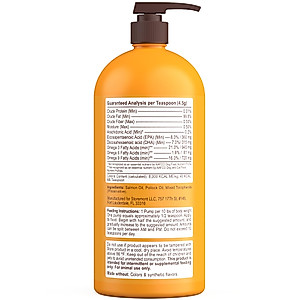 Petsmont Omega Love+ Wild Alaskan Salmon Oil for Dogs Formula 32 oz - Fish Omega Liquid Pump Cats Supports Joint Function Immune Heart Health Food Supplement Pets Natural EPA DHA Fatty Acids