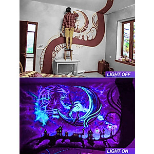 DOREIO Halloween 120V Blacklight Spotlight 15W Outdoor LED Landscape Lighting Dusk to Dawn Photocell Light Sensor with US Plug for Glow Dance Party, Body Paint, Fluorescent Poster, Neon Glow(1 Pack)