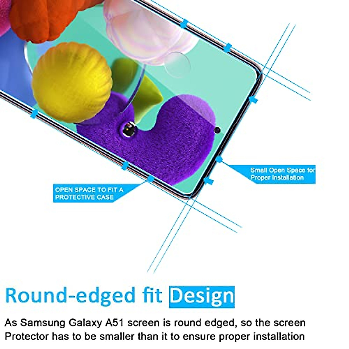 NEW'C [3 Pack] Designed for Samsung Galaxy A51 Screen Protector Tempered Glass, Case Friendly Ultra Resistant