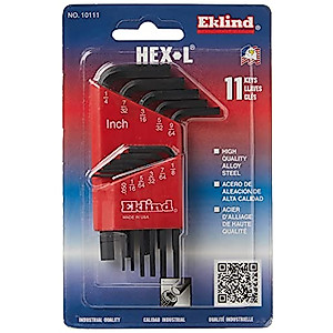 EKLIND 10111 Hex-L Key allen wrench - 11pc set SAE Inch Sizes .050-1/4 Short series