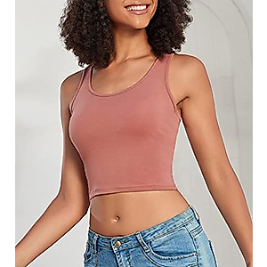 Joviren Cotton 4-Pack Crop Tank Tops for Women - Racerback Yoga, Athletic, Sports, Exercise Undershirts (Black/White/Blue/Red, XL)