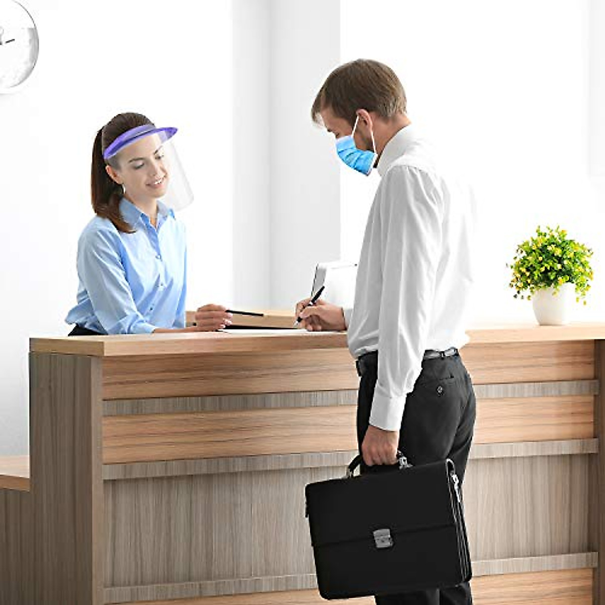 Pac-Dent iVisor Reusable Face Shield Kit, Full Face Protective Mask with Anti-Fog Coating, Adjustable to Comfortably Fit All Head Sizes, Reusable, Blue