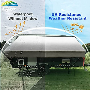 Suncode White RV Modular Retractable Manual RV Awning Frame Assemblies and Fabric for RV,5th Wheel,Travel Trailers,Toy Haulers,and Motorhome RV Trailer Awning for Home or Camper-16x8Ft-Sliver Fade