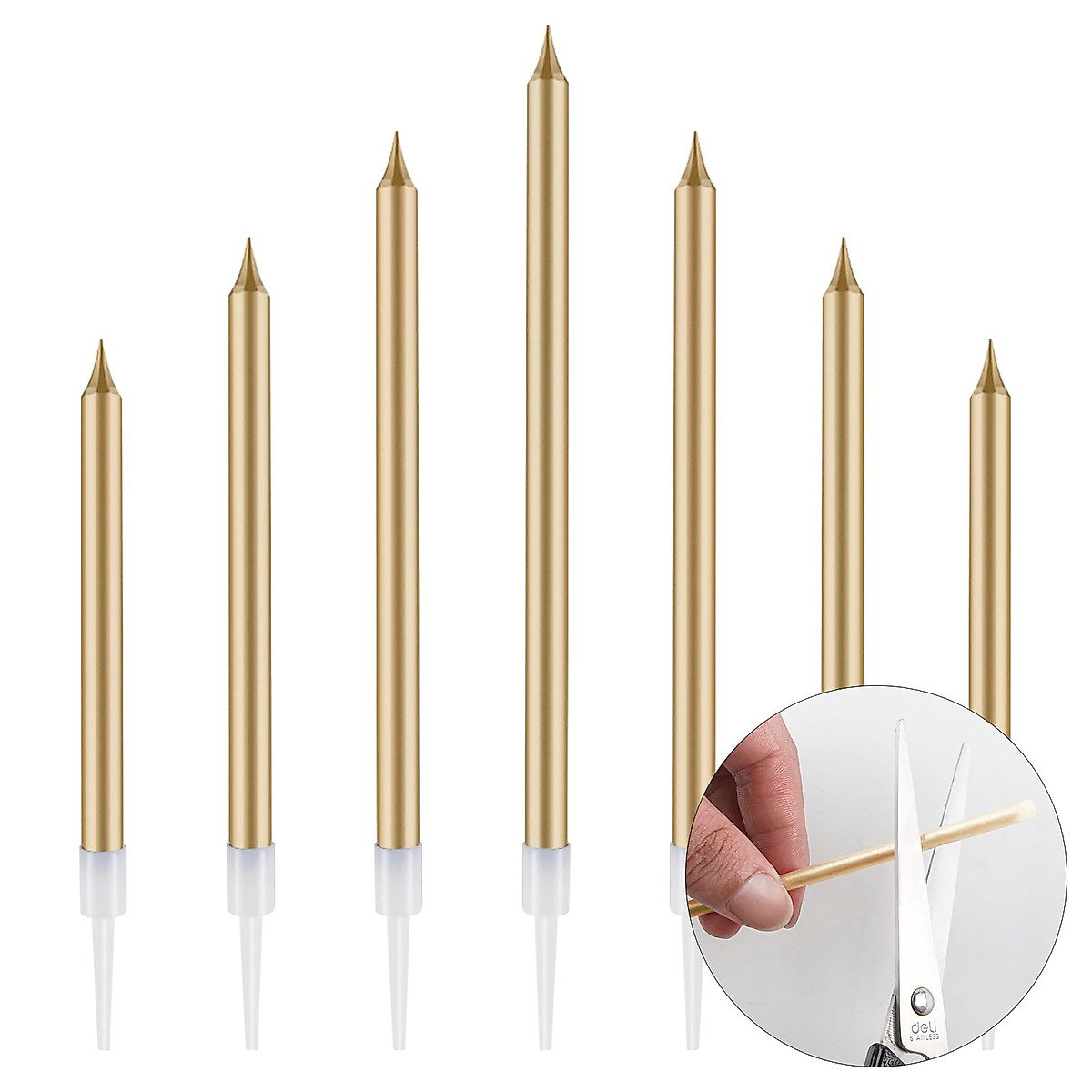 IBLESSU 48 Pcs Birthday Candles - Long Birthday Candles, Cake Candles, Tall Birthday Candles, Party Candles, Cake Candles for Birthday Wedding Decorations Champagne Gold Birthday Candle