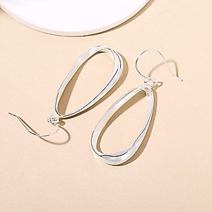 SA SILVERAGE Earrings for Women, 925 Sterling Silver Teardrop Earring Fashion Clip on Christmas Jewelry Dangly Statement Ear Rings Thanksgiving Gift