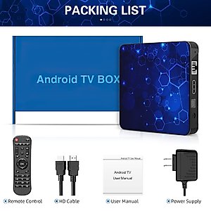 Android 12.0 TV Box, Android TV Box RK3318 Quad-Core 64bit Cortex-A53 2GB RAM 16GB ROM TV Box Support 4K 3D 2.4/5.0GHz WiFi BT5.0 10/100M Ethernet HDMI 2.0 H.265 HDR Smart TV Box