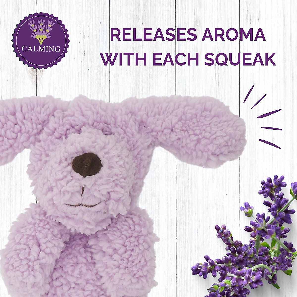 Aromadog Rosewood Calm Fleece Flattie Dog Toy, with Calming Lavender Blend Essential Oils