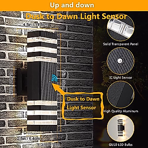 FAISHILAN 2 Pack Dusk to Dawn Exterior Wall Light Fixture,3-Layer 14W 1200LM Warm White 3000K IP65 Waterproof Aluminum Morden Outdoor Lights for House Porch Hallway Patio Garage