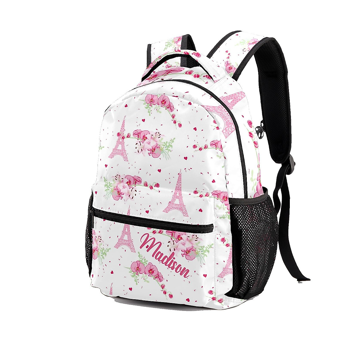 Liveweike Custom Kids Backpack,Romantic Pink Floral Personalized Kid's School Bookbags Bag for Gift Girl Boy Children