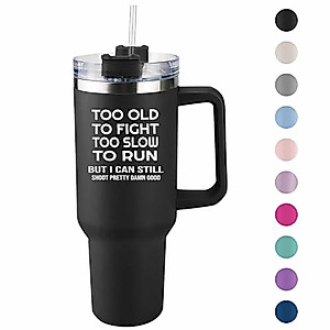 40 Oz Insulated Tumbler with Handle and Straw,Old Fight Slow Run Stainless Steel Vacuum Insulated Travel Mug,Leak-proof Water Bottle Iced Coffee Cup,Quote Graphic
