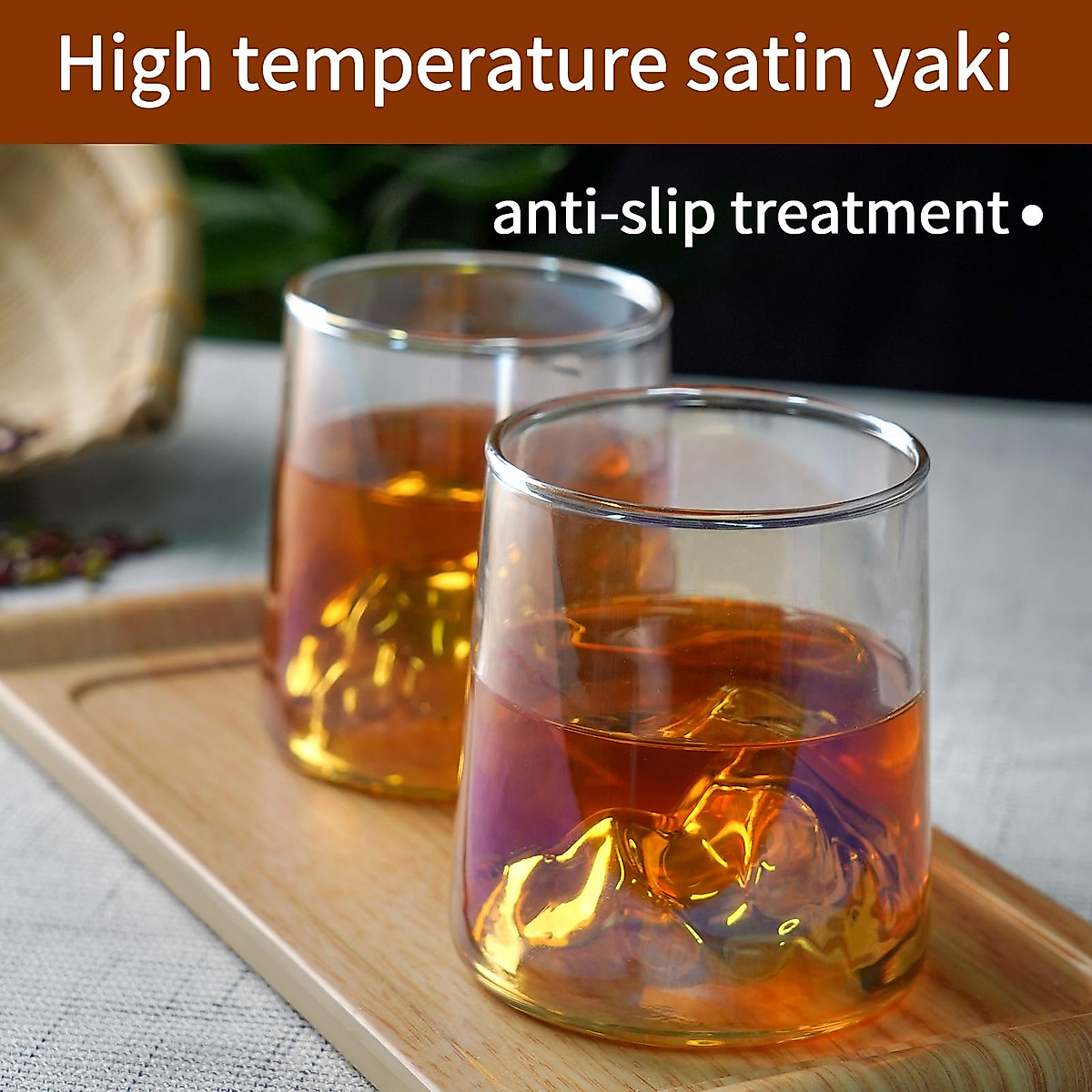 INTOWALK Old whisky glass (set of 2) 8 ounces mountain crystal glass, scotch whisky glass, cocktail, gifts for men, father, husband, boyfriend