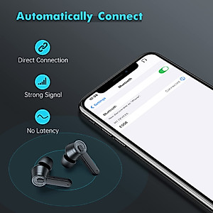 vinlley Bluetooth Headphones, True Wireless Earbuds, in Ear Running Earphones with Noise Cancelling Mic, Built-in Microphone, IPX7 Waterproof, Upgrade Wireless Headset for Laptop/Sports, ES06 Black