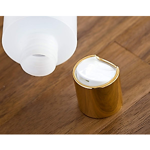 JUVITUS 4 oz / 120 ml Clear Natural Refillable Plastic Squeeze Bottle Dispenser with Gold Disc Cap (12 pack)
