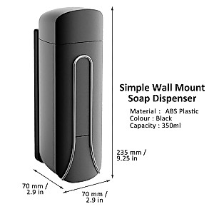 AUMIO Shampoo Dispenser Shampoo and Conditioner Dispenser, Wall Mount Soap Dispenser, 350ml Shampoo Conditioner Body Wash Dispenser ABS Liquid Hotel Home, Black