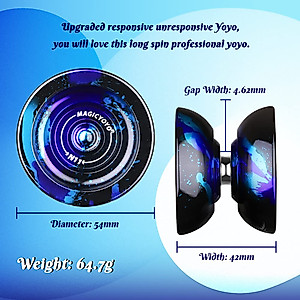 MAGICYOYO Professional Unresponsive Yoyo N11 Pack of 2, Alloy Metal Yoyo for String Trick, Dual Purpose Yoyo with 12 Yoyo Strings + 2 Bags + 2 Flat Bearings + Axle + Bearing Removal Tool