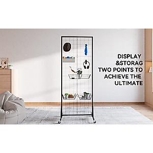 Blasinc Gridwall Panel Display Stand 2' x 5.5' Ft Heavy Movable Floorstanding Detachable Girdwall for Easy Transport, Standing Grid Towe Display Rack for Retail and Craft FairGrid Wall Panels