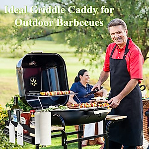 Griddle Caddy for Blackstone 28"/36", Upgraded Magnetic steel Grill Caddy Organizer for BBQ, Griddles Caddy Storage Box Space Saving Accessories No Drilling Needed