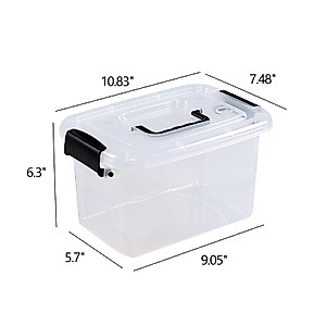 Oymlclivisa 6 Quart Plastic Storage Latching Bins with Handles, Clear Plastic Storage Boxes with Lids, 6 Packs