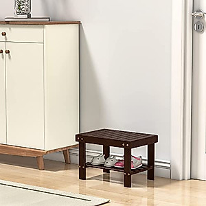 Zhuoyue Wooden Step Stool for Kids Adults Walnut Small Bamboo Wood Shower Foot Rest Stool Shaving Legs for Bathroom Sink Bed Kitchen