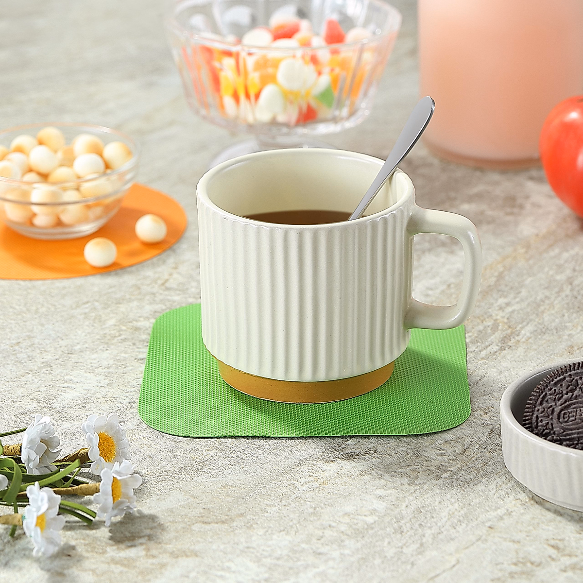 4PCS Jar Opener Gripper Pads, MONGSEW Rubber Jar Opener Grippers for Seniors with Arthritis & Weak Hands (Orange+Green)