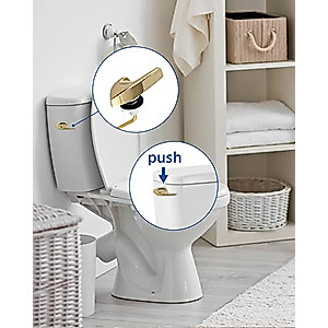 Hibbent Toilet Handle Replacement, Side Mount Tank Flush Lever Handle Compatible with Kohler Toilet Tank, Toilet Trip Lever with Stainless Steel Flapper Chains, Toilet Repair Handle, Polished Brass
