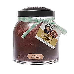 A Cheerful Giver — Caramel Macchiato - 34oz Papa Scented Candle Jar with Lid - Keepers of the Light - 155 Hours of Burn Time, Gift for Women, Brown