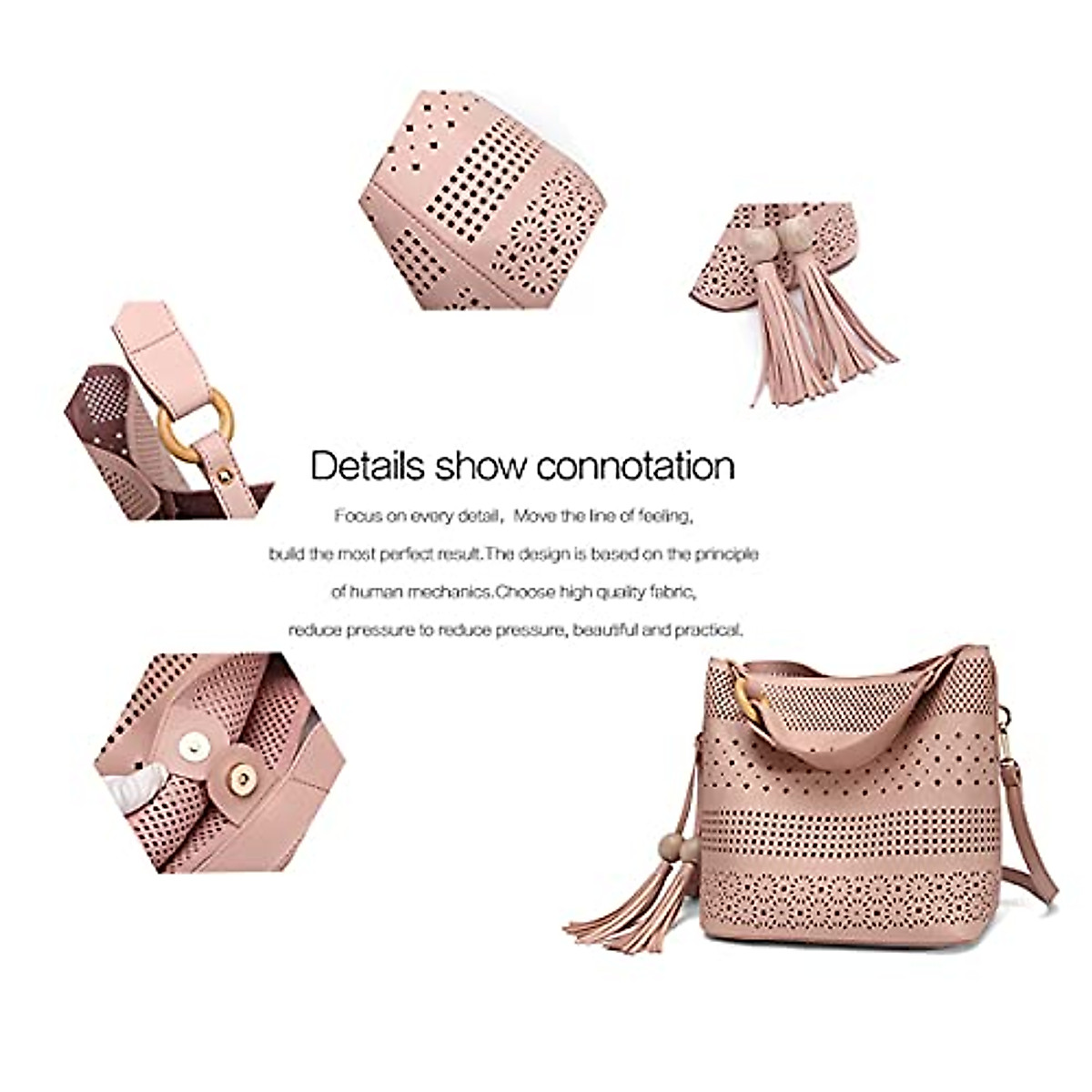 YOUNXSL Women's Purses and Handbags Satchel Bags Openwork Should Tote Satchel 2pcs Purse Set(Grey)