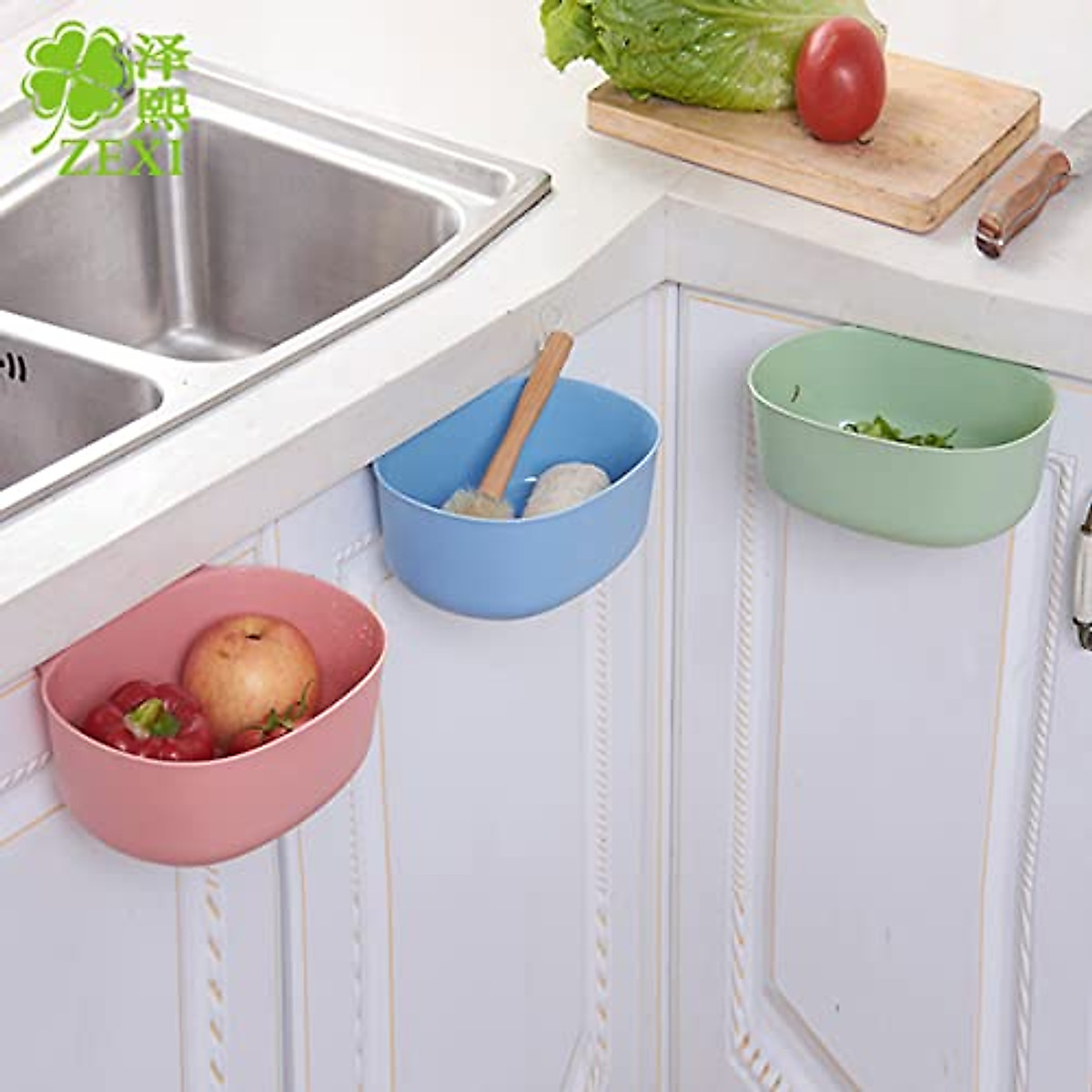 Alipis Plastic Bins Bins 2 pcs Storage Garbage Home Office Green for Kitchen Friendly Environmental Hanging Bin Cabinet Cover Wastebasket Door Without Rubbish Can Trash Rubbish Container