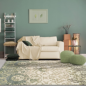 SUPERIOR Indoor Large Area Rug with Jute Backing, Vintage Floral Decor for Bedroom, Living Room, Kitchen, Dining, Office, Dorm, Entryway, Hardwood Floors, Pendleton Collection, 5' x 8', Multi- Color