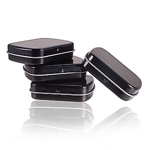 BENECREAT 12 Pack 2.5x2x0.6" Black Rectangular Metal Hinged Tins Storage Containers for Candy Crafts Pins and Home Kitchen Office Storage