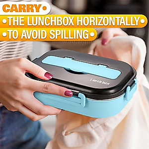 Lunch Containers for Adults - Bento Lunch Box with Compartments for Hot Food Warmer - Hot Lunch Box Accessories for Adults - Stainless Steel Food Storage Container Lunch Box - Portable Lunch Warmer