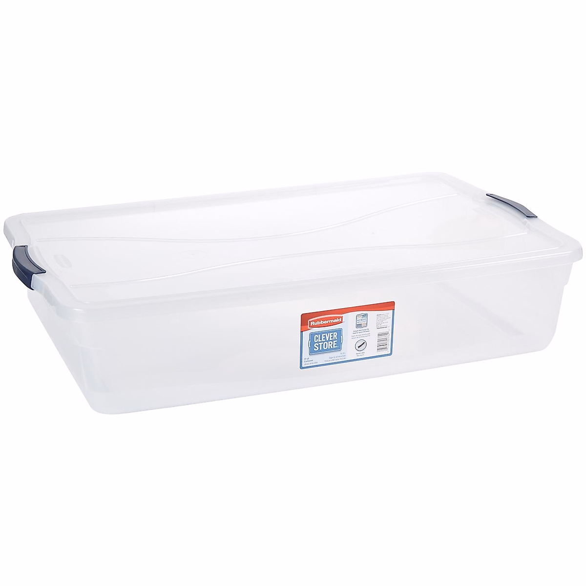 Rubbermaid 3Q2900CLMCB Storage Tote with Blueberry Frost Latch, 41 Quart, Clear