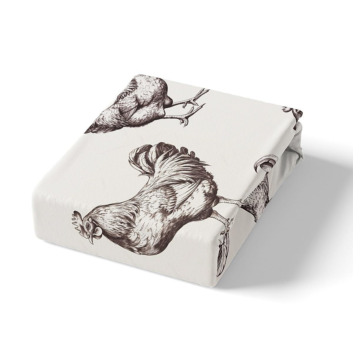 Feelyou Chicken Rooster Duvet Cover Twin Size, Cock Rooster Bedding Set for Kids Sketch StyleComforter Cover Boys Girls Farmhouse Bedspread Cover with 1 Pillow Case (No Comforter)