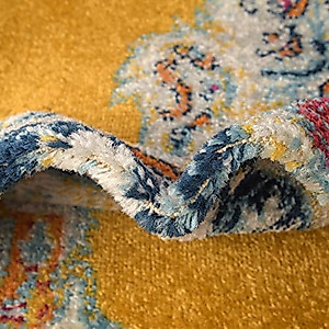 Unique Loom Parker Collection Area Rug - Merakli (4' 1" x 6' 1" Oval, Yellow/ Brown)