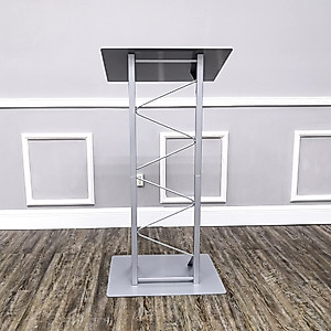 FixtureDisplays® 25" Single Truss Podium for Floor, Steel - Silver 19627 19627